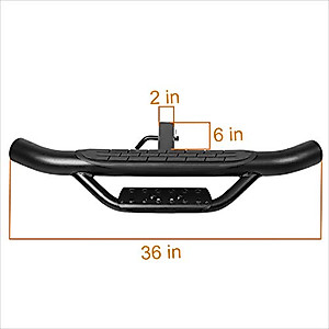 Universal 36" Wide X 4" OD Black Steel Trailer Towing Drop Hitch Step Bar Rear Bumper Guard Fits 2 Inch Receiver