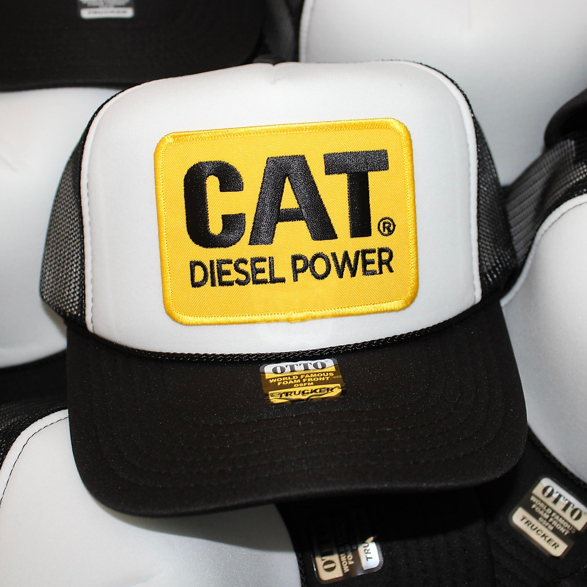 CAT Diesel Power Patch Trucker Hat - Premium Snapback for Men and Women - Racing Beer Cowboy Vintage Camo (US, Alpha, One Size, Black)