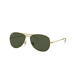 Ray-Ban Men's RB3362 Cockpit Aviator Sunglasses, Gold/G-15 Green, 56 mm