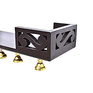 DecorDen Wooden Wall Mount Temple for Home,Wooden Home Temple/Wall Shelf/Pooja Mandir/Pooja Stand/Wooden Mandir/Devghar/Devara/Pooja Shelf/Small Temple for Office/House Temple (Black)