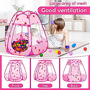 Wilhunter Baby Ball Pit for Toddler with 50 Balls, Kids Pop Up Play Tent for Girls, Princess Toys for Children Indoor & Outdoor Playhouse with Carry Bag