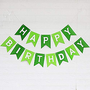 Green Happy Birthday Banner With White Letters, Swallowtail Design Hanging Signs Party Decorations