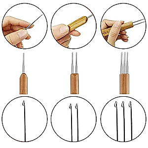Dreadlocks Crochet Hooks 3pcs/Set ，Braid Hair Dreadlocks Needle ，Dreadlock Crochet Hook Tool Weaving Needle Tool ，Locs Crochet Needle （3 Pieces 1 Hook /0.5mm+0.75mm+1mm)