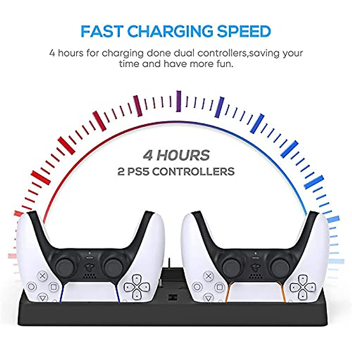 Cooling Fan Vertical Stand for Playstation 5 Console and Digital Edition, Controller Charging Station Dock for PS5 Dualsense Controller with Led Indicators and 15 Game Slots