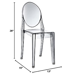 Modway Casper Modern Acrylic Stacking Two Dining Side Chairs in Smoke