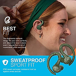 JLab Go Air Sport - Wireless Workout Earbuds Featuring C3 Clear Calling, Secure Earhook Sport Design, 32+ Hour Bluetooth Playtime, and 3 EQ Sound Settings (Green)