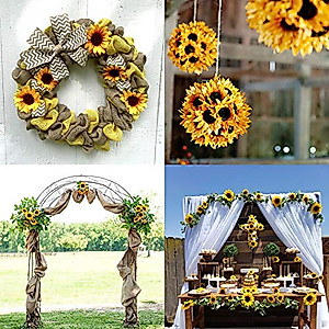 Whonline 60pcs 3.9inch Sunflowers Artificial Flowers, Sunflower Decor, Fake Silk Sunflower Heads for Crafts Christmas Tree Garland Birthday Home Party Decorations