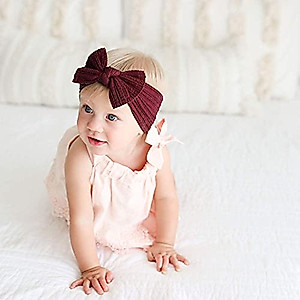 Niceye Handmade Baby Headbands Stretchy Nylon Headband with Bows for Infant Baby Toddler Girls- Pack of 10