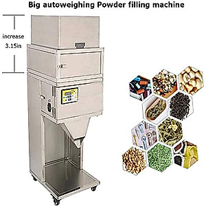 INTBUYING Weight Filling Machine Powder Filling Machine Filler Power/Granule Filling Package Machine 6-25 bags/min for Seeds Peanuts Cashews Soya Powder 110V (10-1500g)