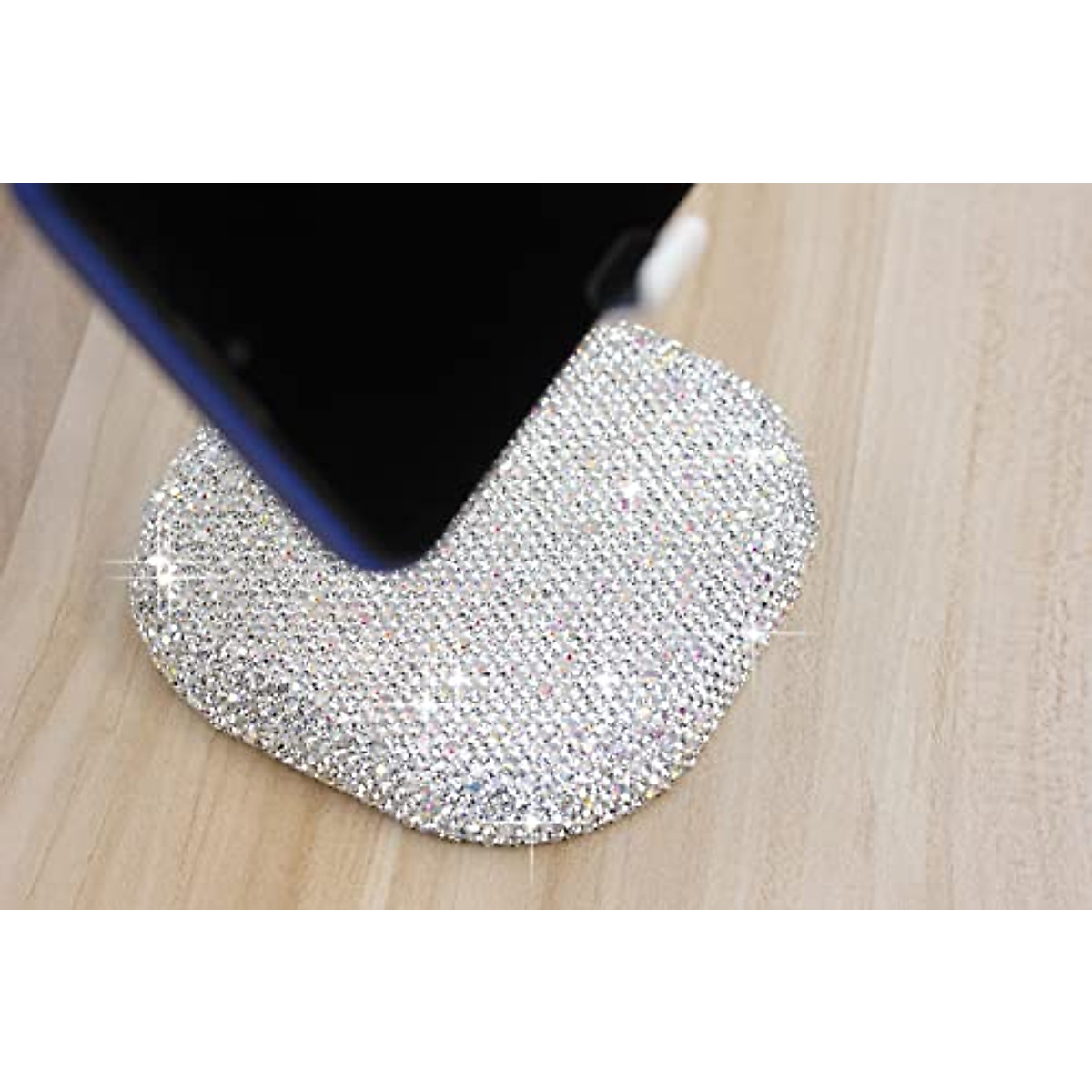 CARCHILE Bling Rhinestone Crystal Phone Stand, Adjustable Cell Phone Stand, Phone Holder for Desk, Desktop Holder, Cradle Compatible with iPhone X Plus 11 Pro Max Samsung Smartphones SL (White)