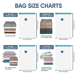 MattEasy Space Saver Vacuum Storage Bags, 6 Pack Combo (2 Jumbo/2 Large/2 Medium) Space Saver Bags with Pump, Storage Vacuum Sealed Bags for Clothes, Comforters, Blankets, Bedding