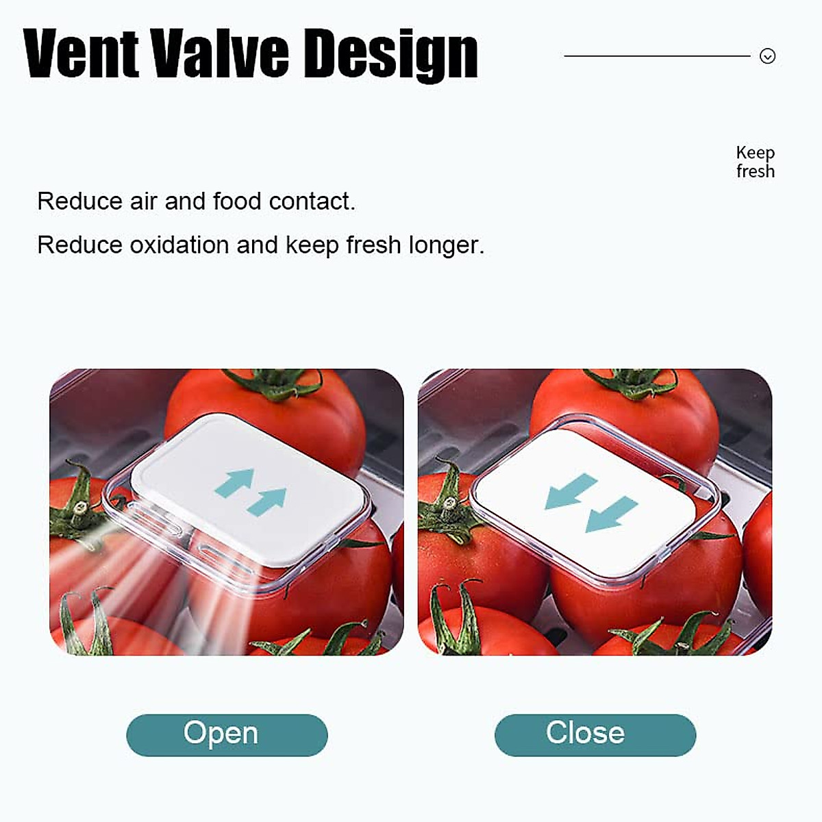 XIYAO 2 pack Stackable Fridge Organizer Bins Drawers With Vented Lids And Drain Tray ,Clear Pantry Organization and Storage,BPA-free Food Fruit Vegetables storage for Freezer, Cabinet, Kitchen, 11.8"x8.11"x4.5"