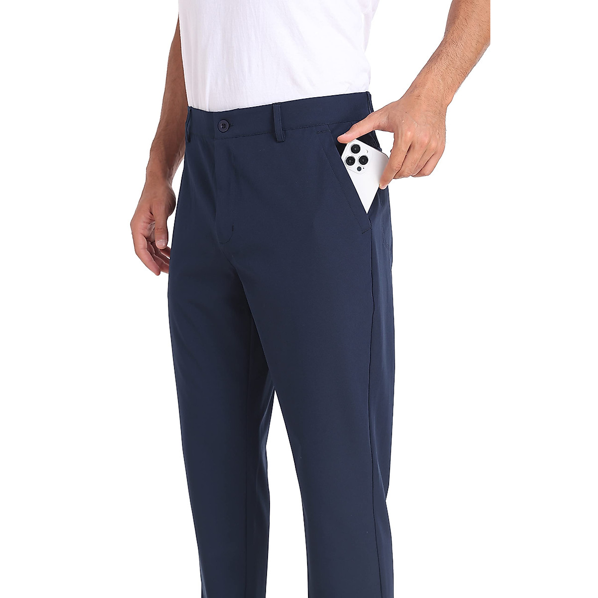 MoFiz Lightweight Slim Fit Golf Pants Stretch Pants Works Dress Comfort Light Trousers for Traveling Navy Size 34W