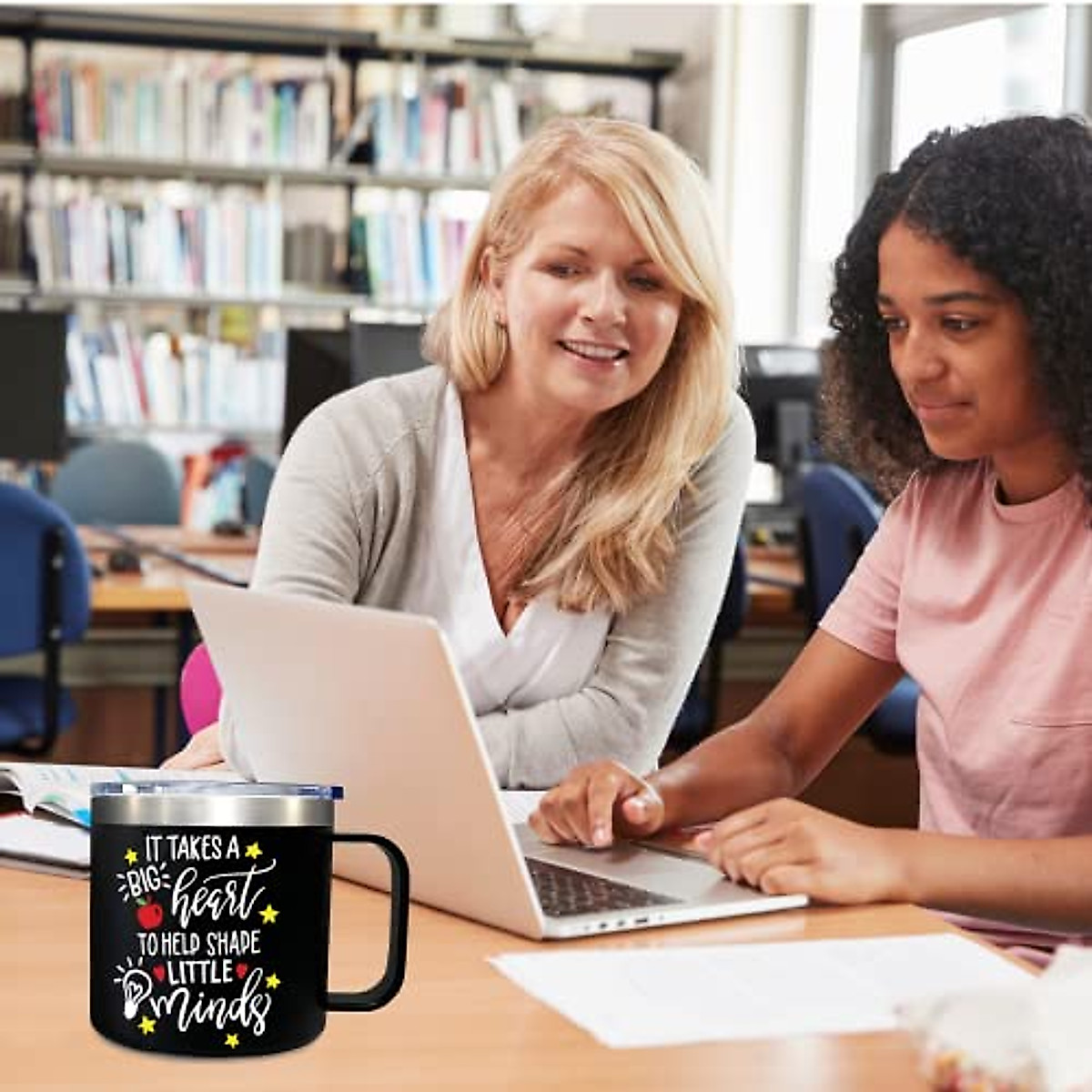 Teacher Appreciation Gifts, Teacher Mug/ Cup It Takes A Big Heart To Shape Little Minds 14 oz, Funny Teacher Gifts For Women Men, Gifts for Teachers/ Mother's Day Birthday Christmas Valentine Easter