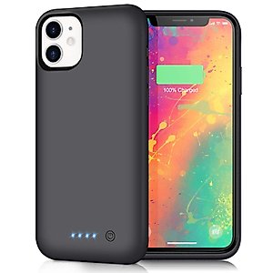 AONIMI Battery Case for iPhone 11, Newest [6800mAh] Portable Charging Case Rechargeable External Battery Pack Protective Extended Battery Backup Charger Case for iPhone 11 (6.1 inch) Black