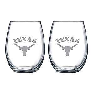 RFSJ Etched Satin Frost Logo Wine or Beverage Glass Set of 2 (Texas)