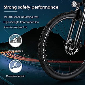 GELEISEN Electric Bike for Adults, Folding Electric Mountain Bike 26" Adults Ebike with 350W Motor & Removable 36V 10Ah Battery,20MPH Electric Bicycle with Shimano 21 Speed,Double Shock Absorption
