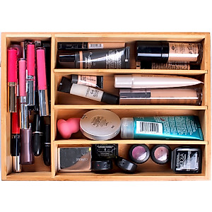 Bamboo Cutlery tray-Silverware Organizer-5 compartment-by Utopia Kitchen