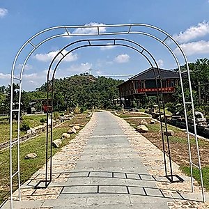 FERKAP Outdoor Garden Arch Trellis Rose Archway for Climbing Plants Metal Pergola Weather Resistant Arbor Wedding Decoration 1.4x2.3m 2.86x2.2m (Color : White, Size : 47" X 9.8" X 86.5")