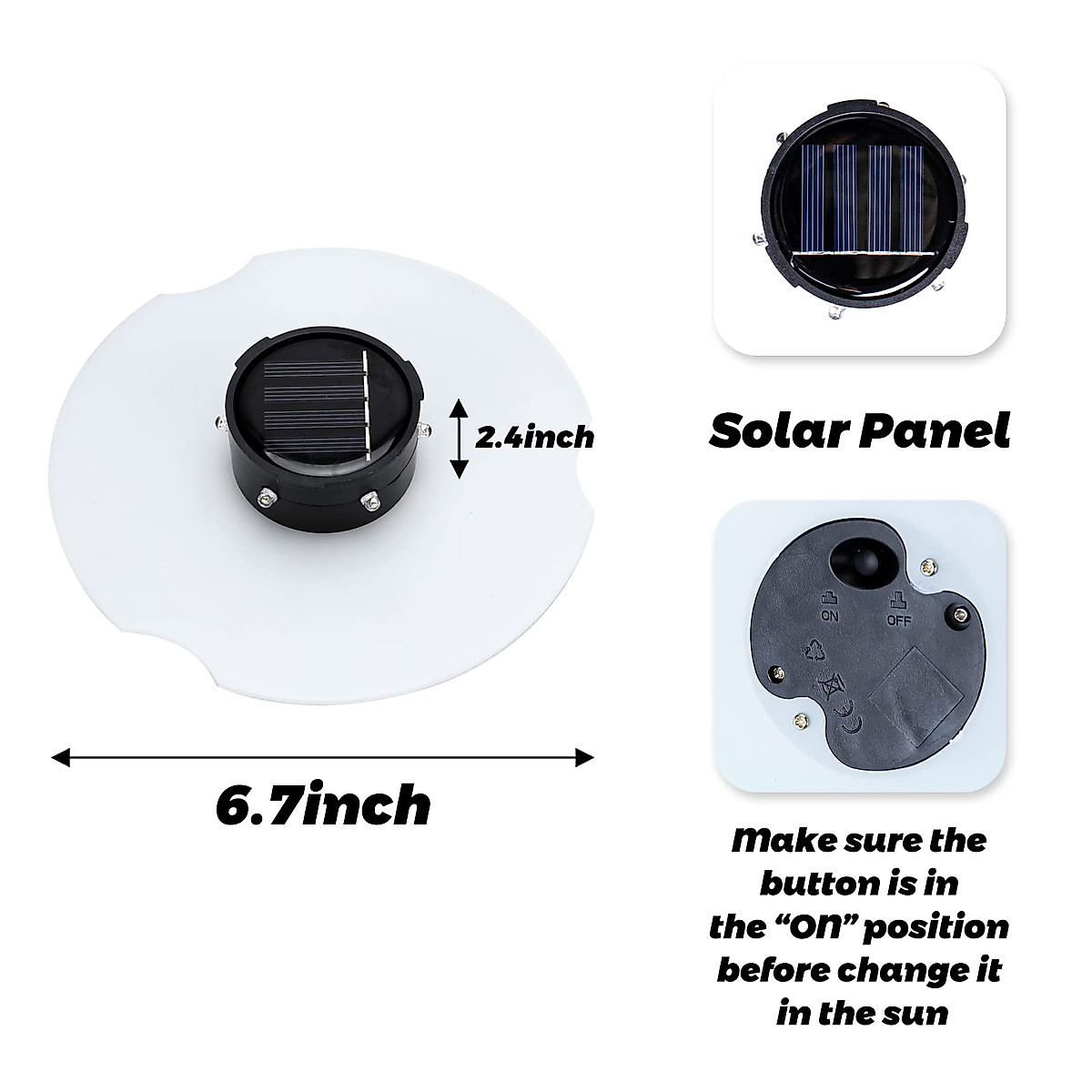 MUMTOP Solar Panels for Bird Bath, 6 Led Solar Power Light Automatically Glow at Night, Waterproof Suitable for Birdbath Outdoor, Yard, Garden Decoration