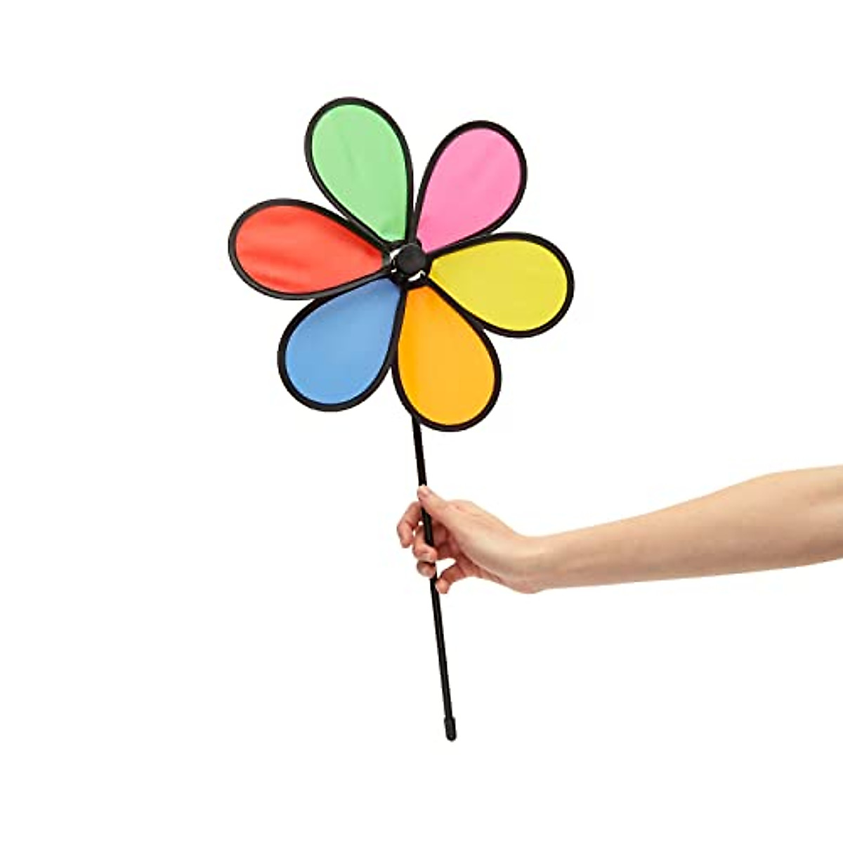 Rainbow Pinwheels for Yard and Garden, Flower Wind Spinners (12 x 22.78 in, 2 Pack)