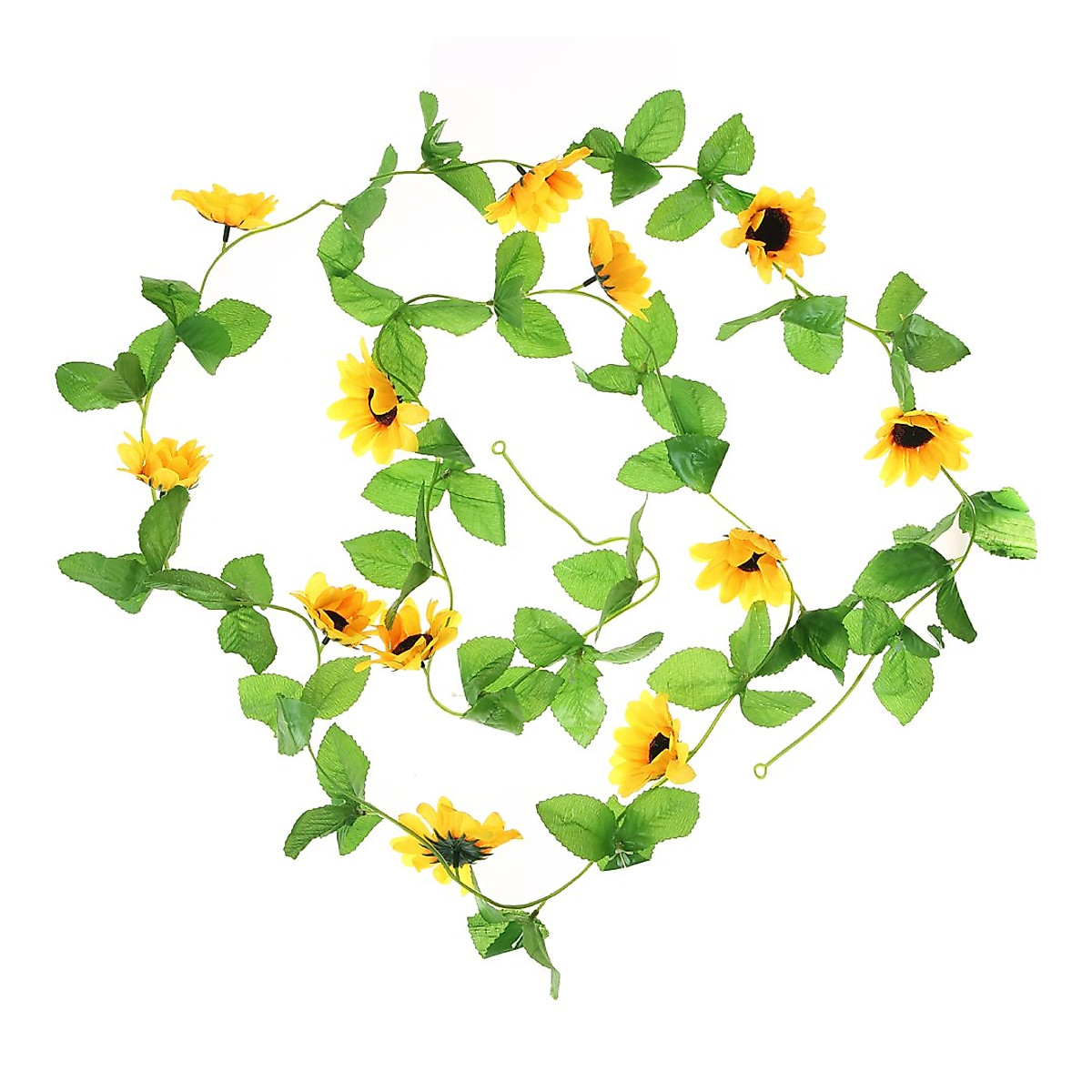 Sunrisee 2Pcs Artificial Sunflower Garland Silk Fake Flower Vines Artificial Flowers for Hotel Wedding Home Garden Decor, 7.7FT