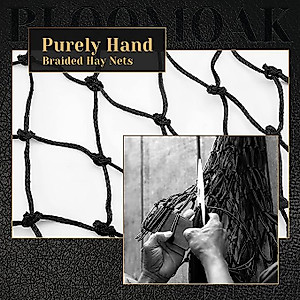 BLOOMOAK Hay Net for Horse, Black Hay Bag 40" Length and 4" Larger Holes with Metal Rings for Goat (1 PCS (40" Length & 4“ Hole)