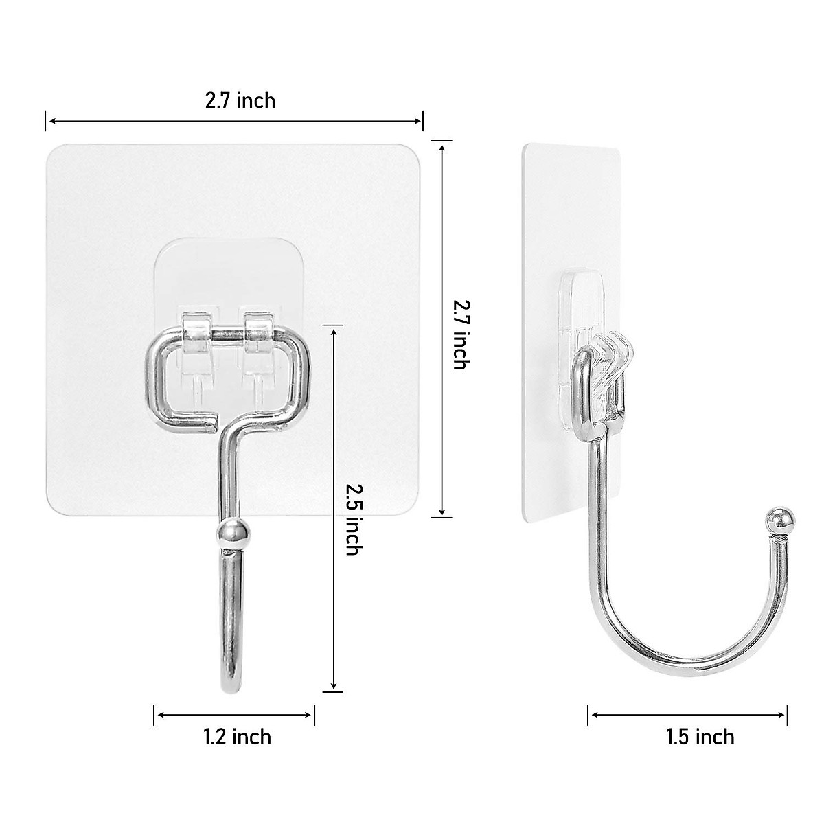 FACURY Large Adhesive Hooks 22Ib(Max),Waterproof and Rustproof Wall Hooks for Hanging Heavy Duty,Stainless Steel Towel and Coats Hooks to use Inside Kitchen,Bathroom,Home and Office,16Pack (16)
