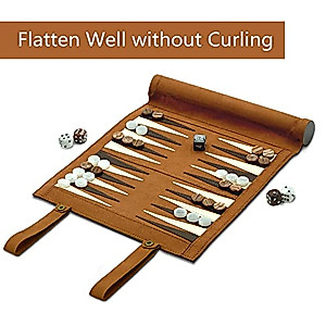 Woodronic Upgraded 3 in 1 Backgammon Chess Checkers Set, Roll Up Travel Game Set for Adults and Kids, Brown, 13.0'' x 10.0''