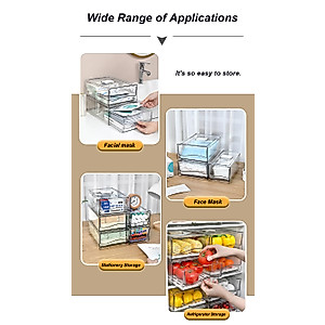 Femoliyes Refrigerator Organizers and Storage Drawer, Stackable Fruit Storage Containers for Fridge, Reusable Fridge Organizer fit for Kitchen Refrigerator and Restaurant Freezer (2 Drawers, Large)