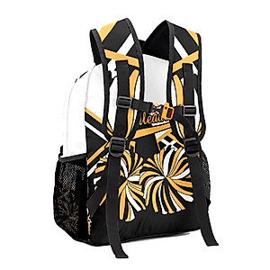 SunFancyCustom Custom Cheer Cheerleader Black Gold Personalized Causual Shoulder Bag Sports Leisure Camping Backpack for Women Men