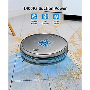 Robot Vacuum and Mop Combo, 2 in 1 Mopping Robot Vacuum Cleaner with Schedule, Wi-Fi/Voice/App, Strong Suction, Ease of Use, Self-Charging Robotic Vacuum, Slim, Ideal for Hard Floor, Pet Hair, Carpet