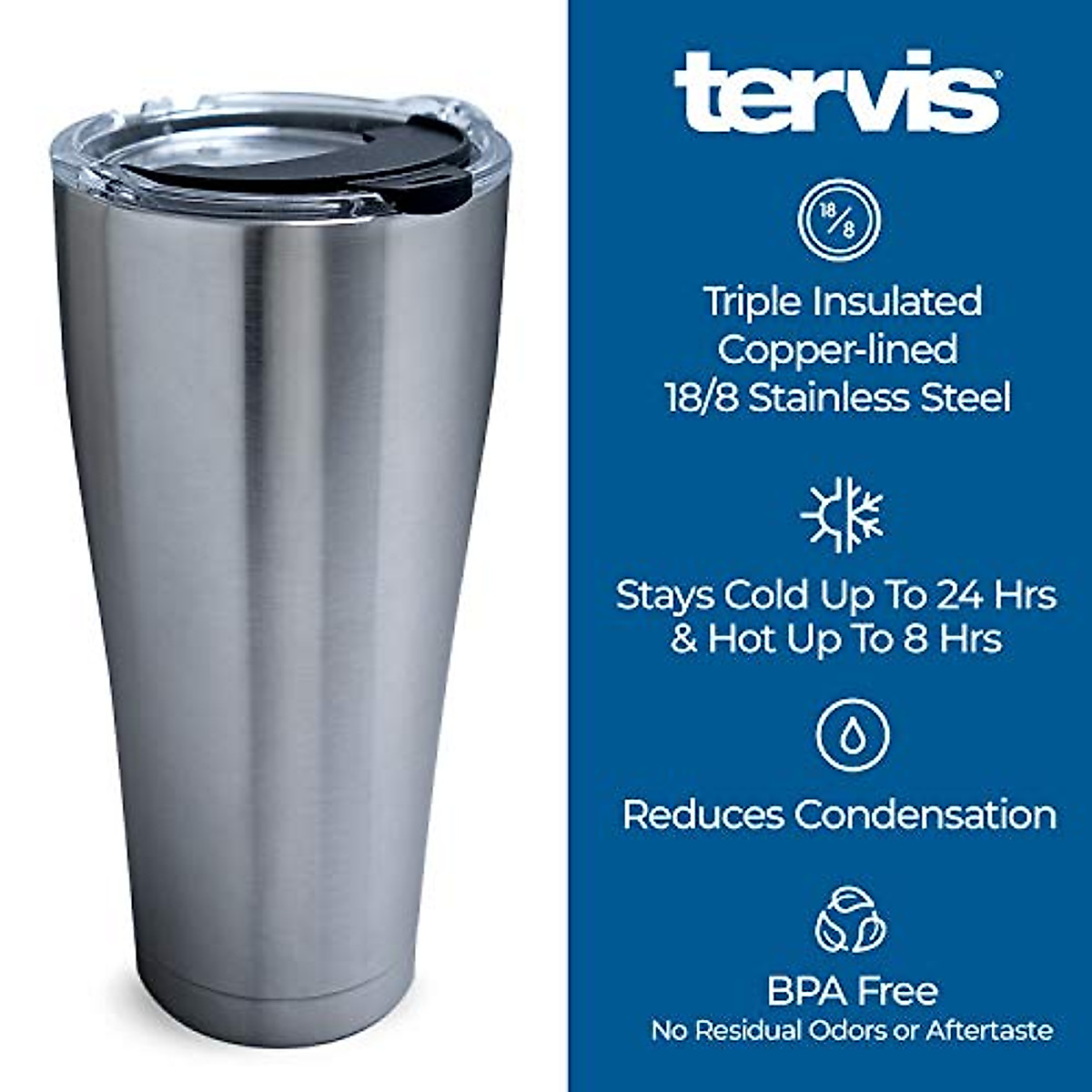 Tervis Deer Trio Stainless Steel Tumbler with Clear and Black Hammer Lid 30oz, Silver