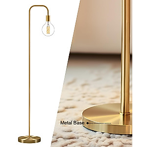 Oneach 63.75'' Industrial Antique Brass Gold Minimalist Floor Lamp for Living Room, Bedroom and Office