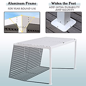BPS 10 Ft. W x 13 Ft. D Outdoor Louvered Pergola Adjustable Louvered Sloping Roof Wall-Mounted Pergola for Patio, Backyard, Garden