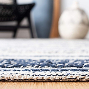 SAFAVIEH Striped Kilim Collection 6' x 9' Ivory / Navy STK517A Handmade Flatweave Cotton Area Rug