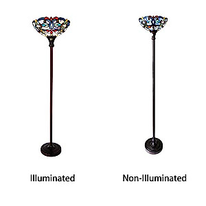 Radiance Goods Tiffany-Style Victorian Stained Glass Torchiere Floor Lamp 69" Height