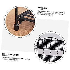 VOSAREA 1pc Black Office Shelf Metal Sheet Sundries Holder Storage Racks Toiletry Holder Rack