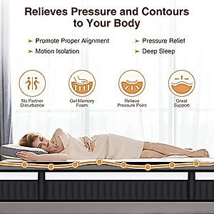 Famistar 13'' King Size Memory Foam Mattress Hybrid Innerspring Mattress in a Box, Silent Independent Pocket Spring System, Super Elasticity for Pressure Relief & Sleep Supportive