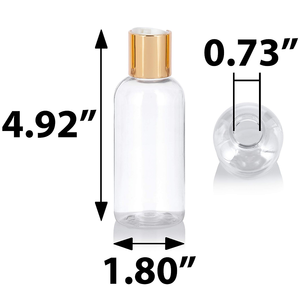 JUVITUS 4 oz / 120 ml Clear Plastic PET Boston Round Bottle with Gold Disc Cap (12 pack)