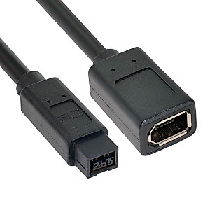 cablecc IEEE 1394 6Pin Female to 1394b 9Pin Male Firewire 400 to 800 Cable 20cm