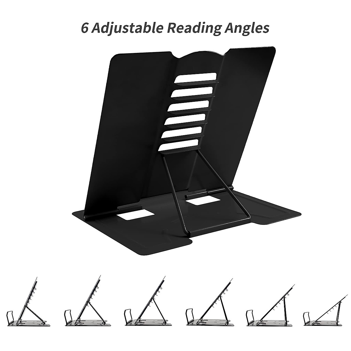 Metal Book Stand Book Holder Book Stand for Reading Adjustable Book Holder for Reading (Full Black)