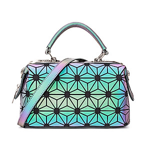 Geometric Luminous Purses and Handbags Holographic Reflective Crossbody Bag Irredescent Flash Rainbow Tote B2