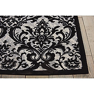 Nourison Damask Vintage Grey 8' x 10' Area -Rug, Easy -Cleaning, Non Shedding, Bed Room, Living Room, Dining Room, Kitchen (8x10)