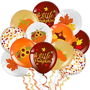 45 Pcs Little Pumpkin Balloons,Thanksgiving Party Balloon Autumn Fall Themed Balloons for Thanksgiving Outdoor Indoor Decoration Baby Shower Kids Birthday Wedding Party Favor Supplies,12 Inches