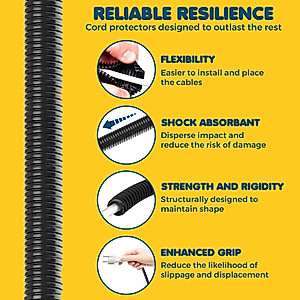 SunGrow Dog and Cat Cord Protector, 3/8 Inch Diameter, Dog, Cat, Ferret Cord Protector from Wire Chew, Cable Protector Tubing, Stop Chewing Cable Management Sleeve (20 Feet)