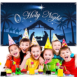 WATINC Christmas Nativity O Holy Night Backdrop XtraLarge Xmas Birth of Jesus Winter Holiday Religious Christian Party Wall Decorations Supplies Photo Props Booth for Home Church Outdoor 78 x 45 Inch