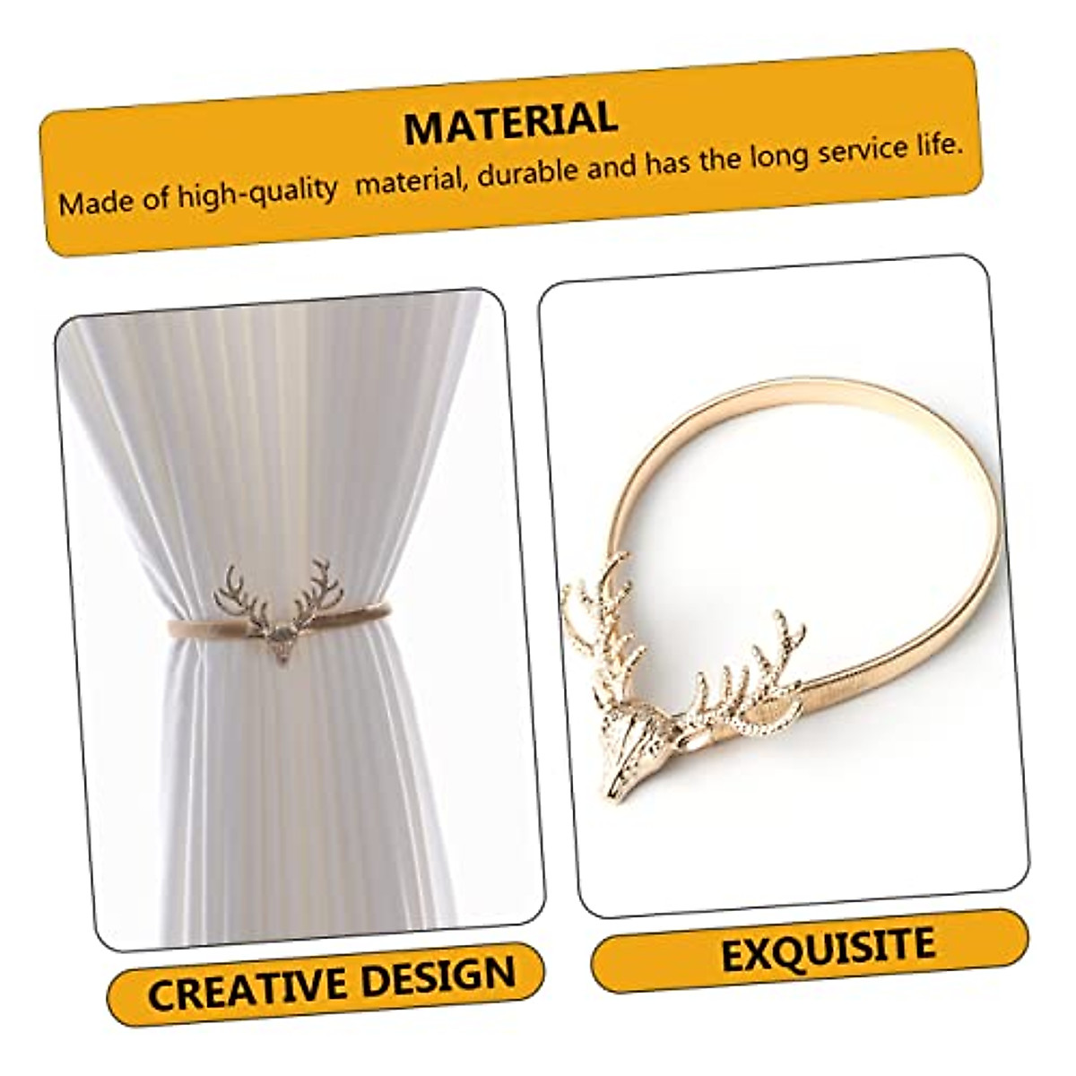 Garneck 2pcs Curtain Shower Curtain Straps Antler Curtain Holdbacks Curtain Cord Tieback Torkstrap Shower Curtain Spring Decorative Curtains Metallic Curtains Simple Curtain Holders Golden