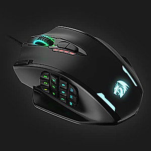 Redragon M908 Impact RGB LED MMO Mouse with Side Buttons Optical Wired Gaming Mouse with 12,400DPI, High Precision, 20 Programmable Mouse Buttons