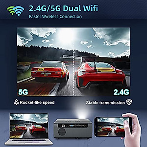 4K Projector 800 ANSI Lumen,Native 1080P 5G WiFi Bluetooth Projector,Full HD LCD Smart Wireless Projector 12000LM with Android 9.0 RJ45 Apps HDMI USB for Home Cinema Outdoor Movie Office iOS Windows